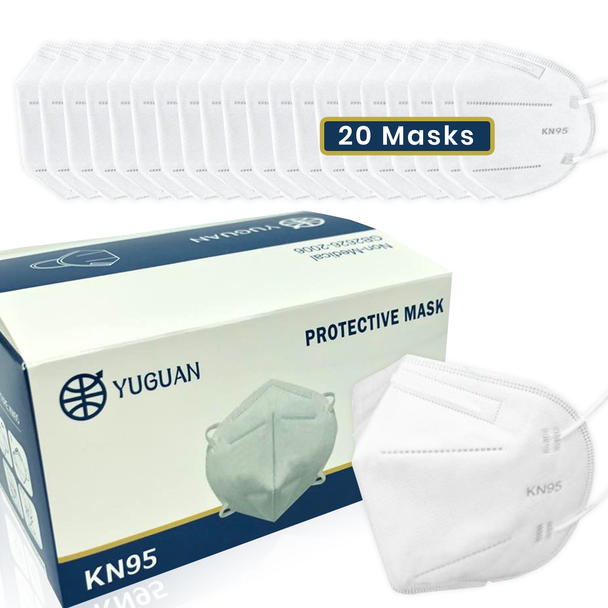 Jusenyuan Kn95 20 PIECES Summer White KN95 Face Mask GUOYAN